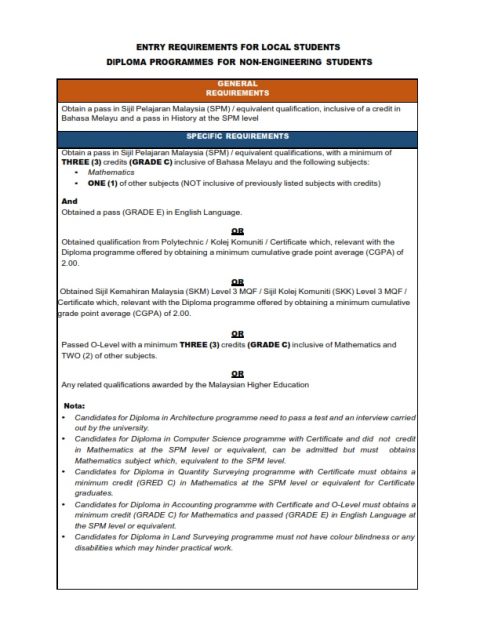UTM Diploma Full Time Programme | SPACE UTM